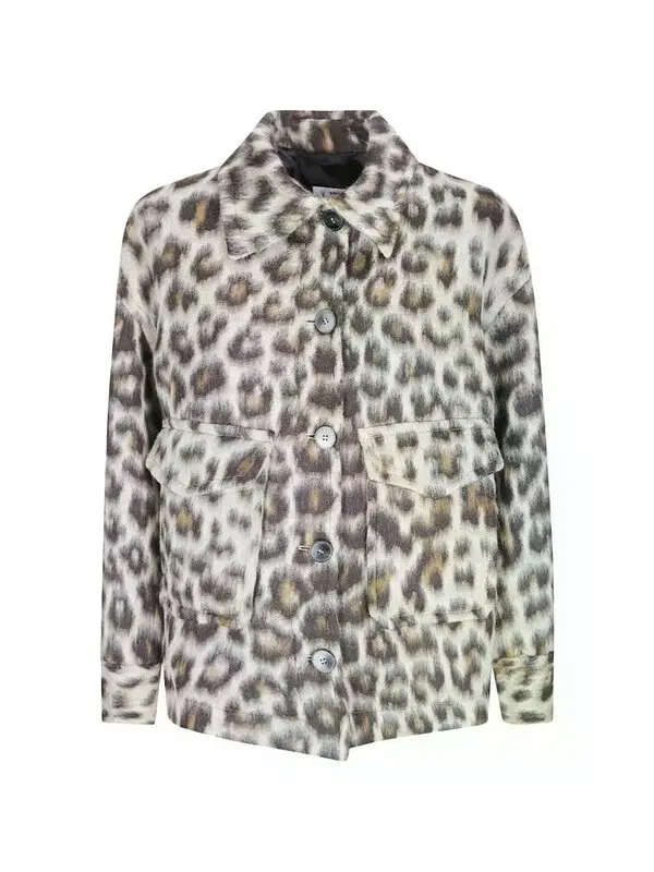 Alberto Biani Leopard Print Brushed Finish Jacket