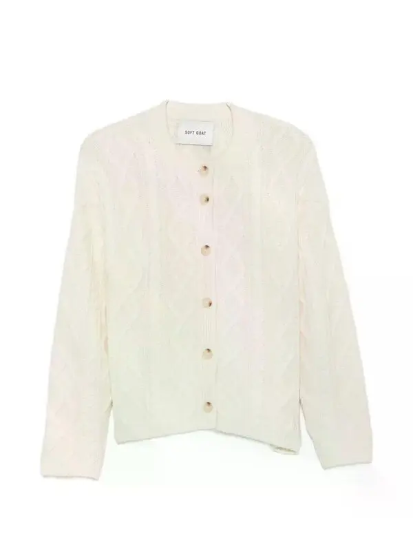 Soft Goat Cable-knit Cardigan - Neutrals