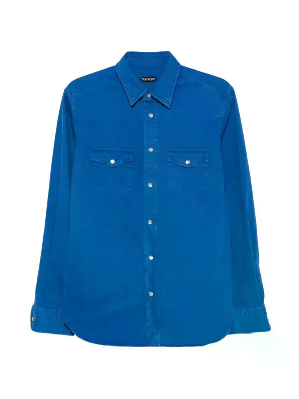 TOM FORD Peach Twill Western-style Press-stud Shirt
