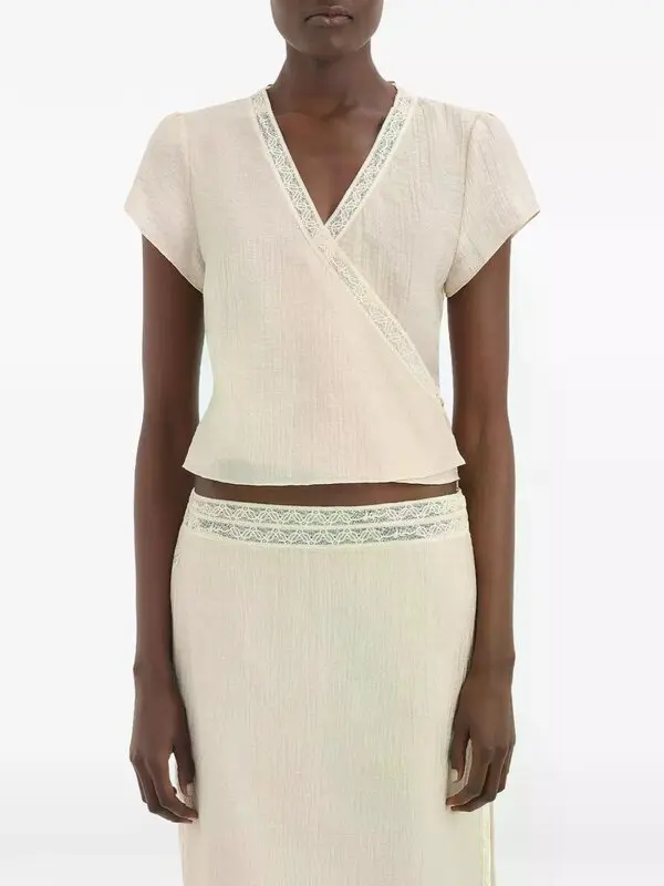 SIR. Nora Lace-trim Wrap Top