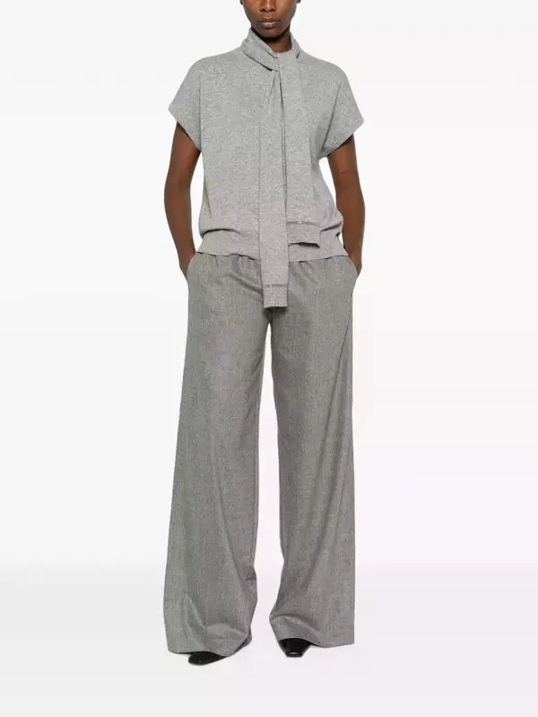 Fabiana Filippi Tie-neck Short-sleeve Sweater - Grey