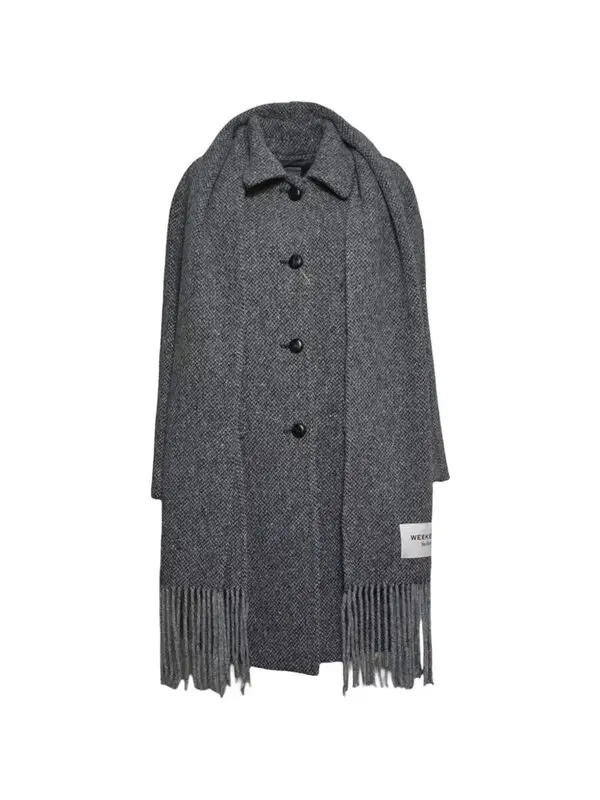Max Mara Herringbone Fringed Coat