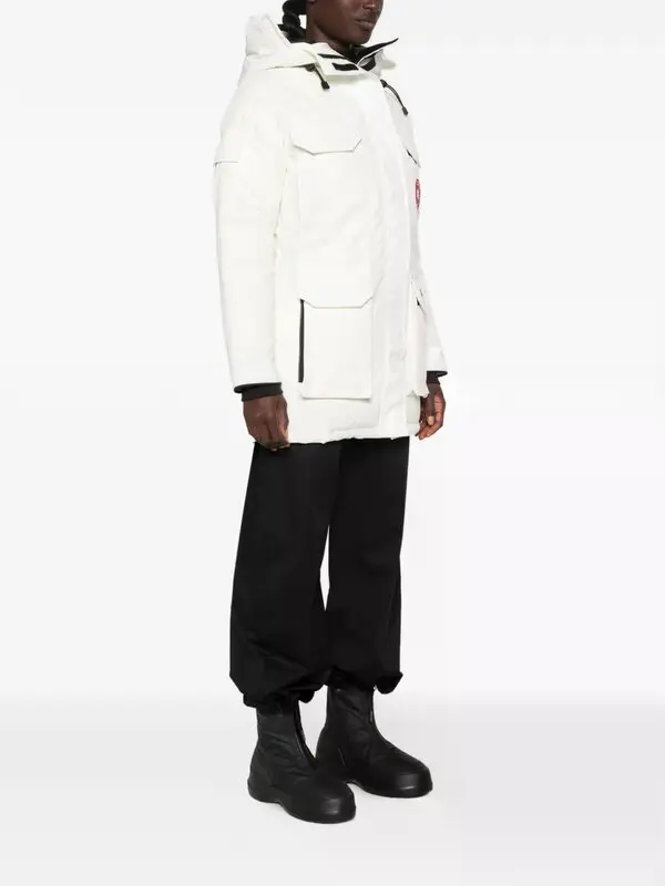 Canada Goose Hooded Logo Patch Coat - White
