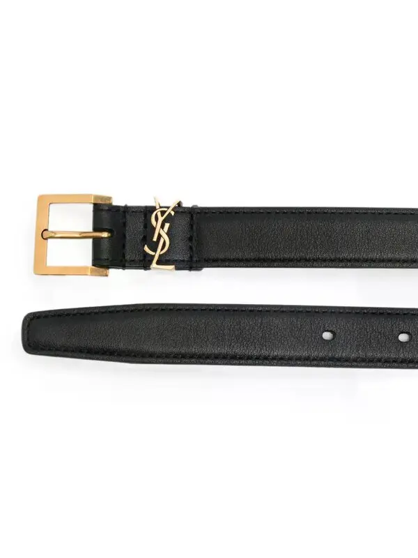 Saint Laurent Plaque Leather Belt - Black