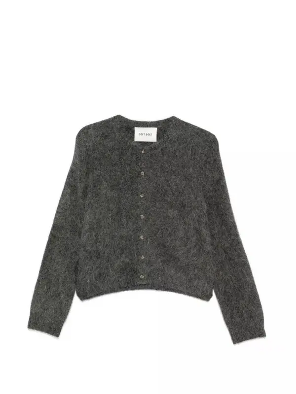 Soft Goat Brushed Alpaca Cardigan - Grey
