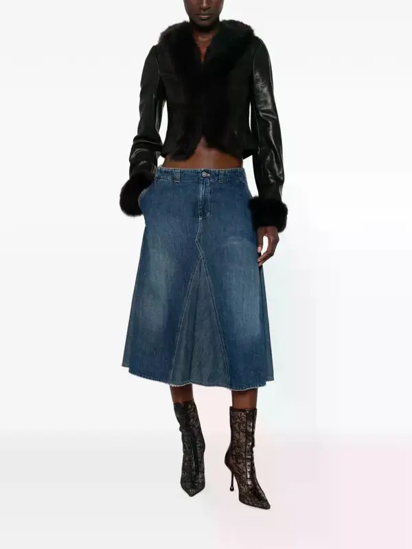 Nour Hammour Sofie Cropped Leather Jacket With Fur Trim - Black