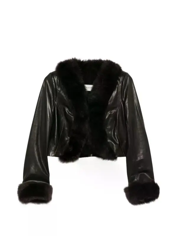 Nour Hammour Sofie Cropped Leather Jacket - Black