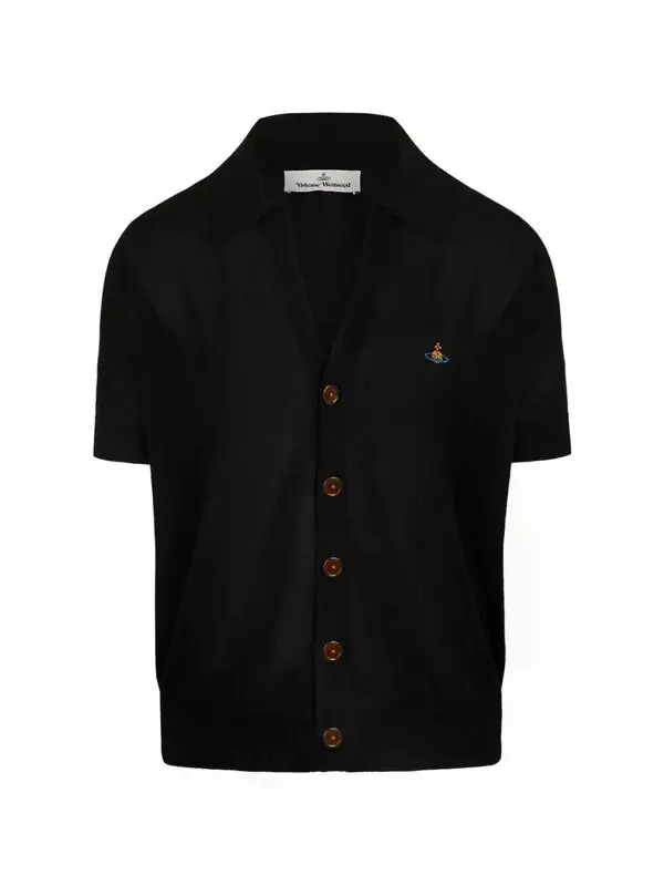 VIVIENNE WESTWOOD Orb-embroidered Polo Cardigan - Black