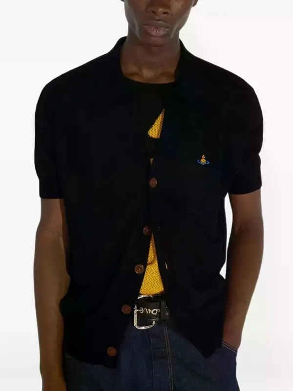 VIVIENNE WESTWOOD Orb-embroidered Polo Cardigan - Black