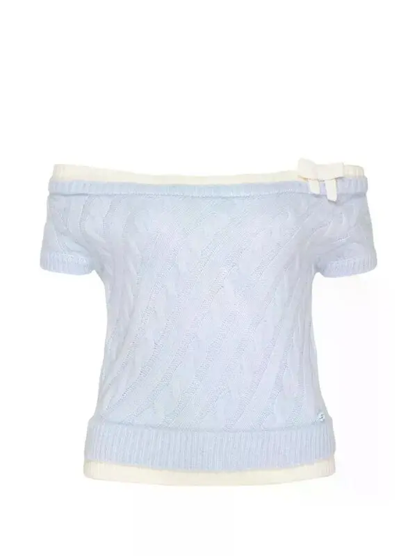 SHUSHU/TONG Off-shoulder Cable-knit Top