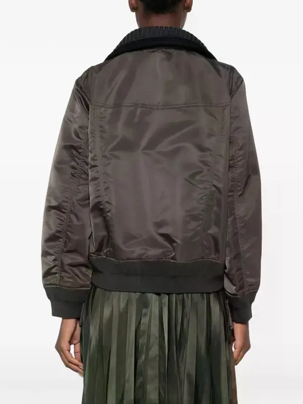 Sacai Buckle-collar Panelled Bomber Jacket