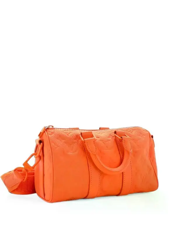 LOUIS VUITTON Keepall Bandouliere Bag Monogram Taurillon Leather 25 Handbag - Orange