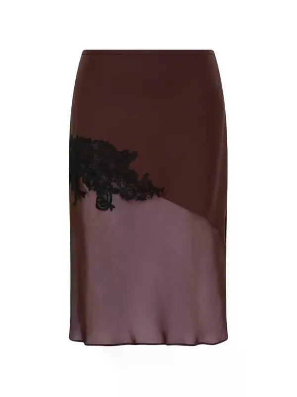 SIR. Noria Lace Appliqué Midi Skirt - Red