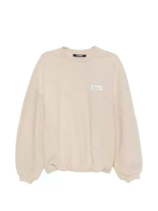 Jacquemus Logo-patch Drop-shoulder Sweater - Neutrals