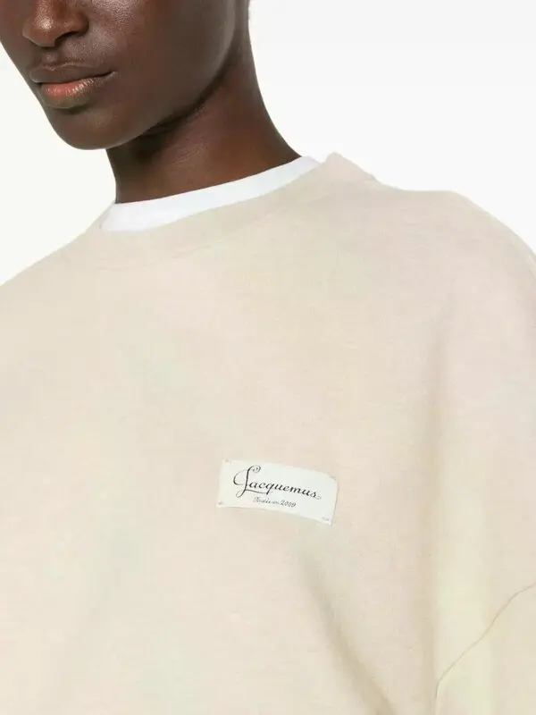 Jacquemus Logo Patch Drop-shoulder Sweater - Neutrals