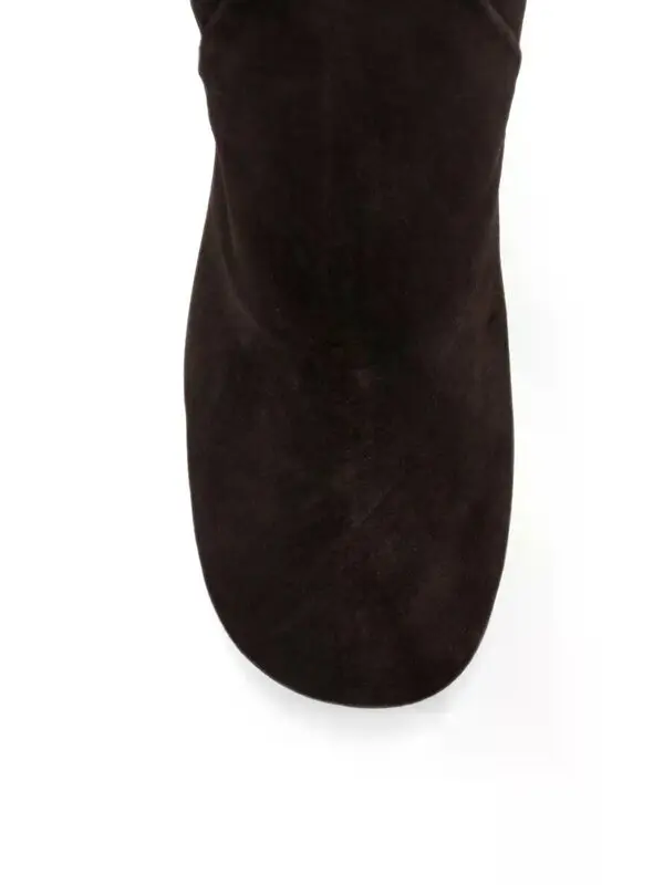 POEVE Suede Knee High Boots With Buckle Detail