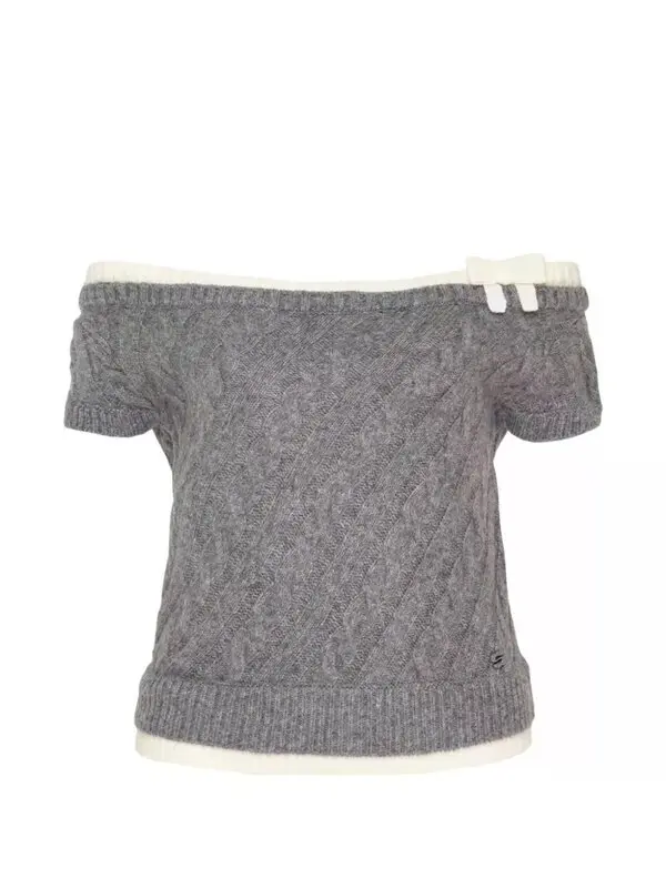 SHUSHU/TONG Cable-knit Bow-detail Top