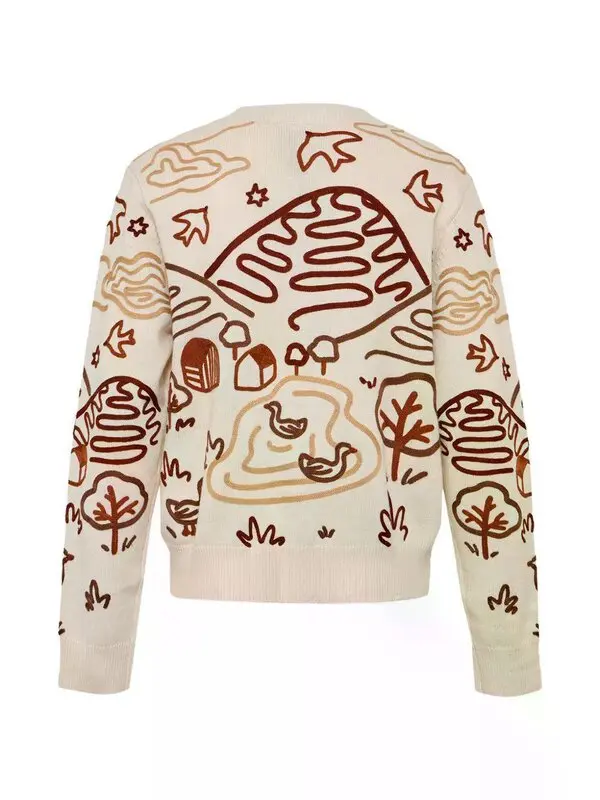 Farm Rio Countryside Cornelli Embroidered Knit Cardigan - Neutrals