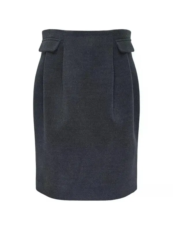 SHUSHU/TONG Pleated Flap-detail Midi Skirt - Grey