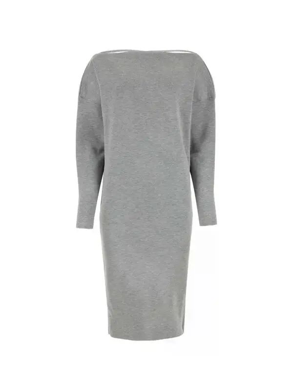 Gucci Open-back Midi Dress With Tie-fastening Long Sleeves - Grey