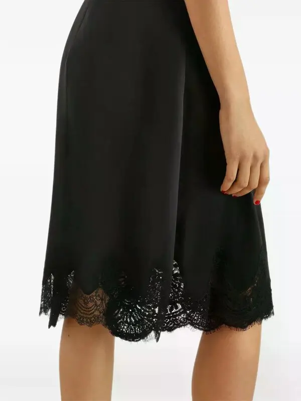 Dolce & Gabbana Silk Satin Skirt With Lace Hem - Black