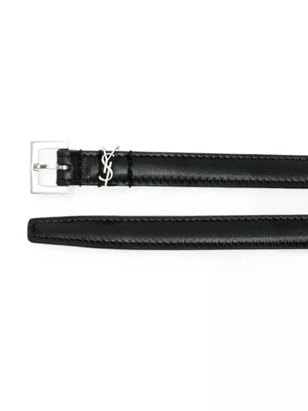 Saint Laurent Cassandre Extra Thin Belt In Smooth Leather