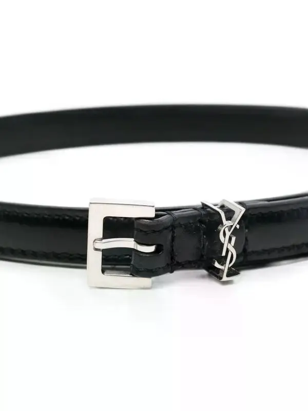 Saint Laurent Cassandre Extra Thin Belt In Smooth Leather