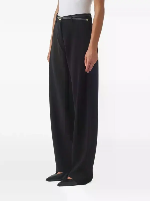 Max Mara Belted Wide-leg Trousers - Black