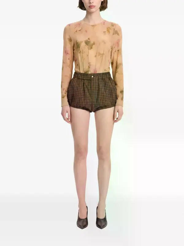 Magda Butrym Floral-print Pleated Bodysuit - Neutrals