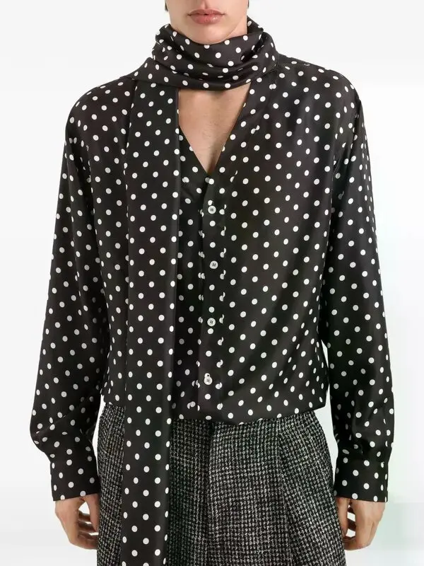 Dolce & Gabbana Polka Dot-print Silk Twill Martini Shirt