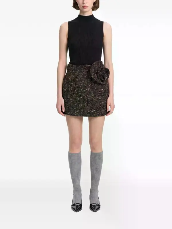 Magda Butrym Tweed Floral Applique Mini Skirt
