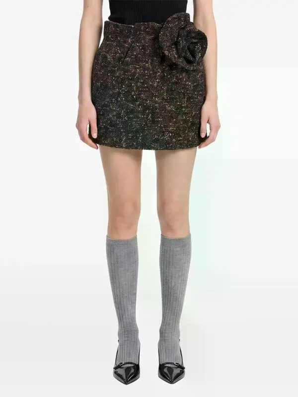 Magda Butrym Tweed Floral Applique Mini Skirt