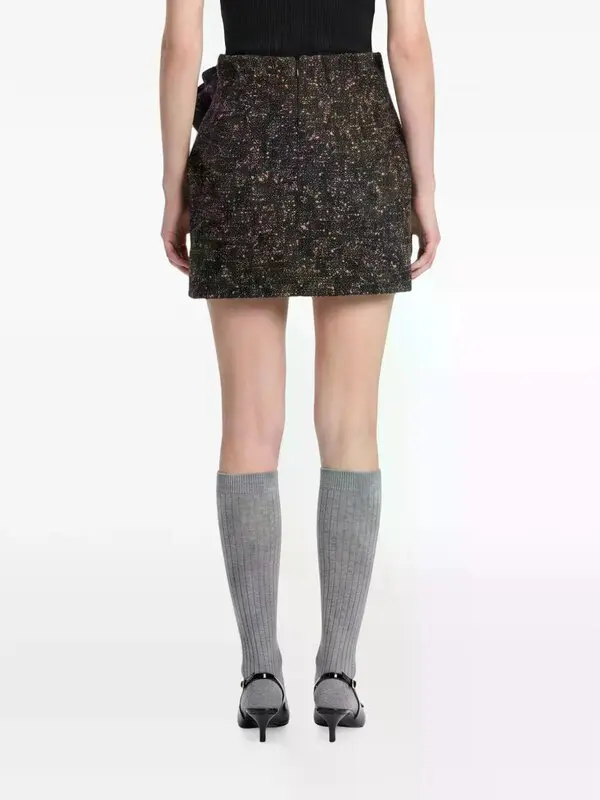 Magda Butrym Tweed Floral Applique Mini Skirt