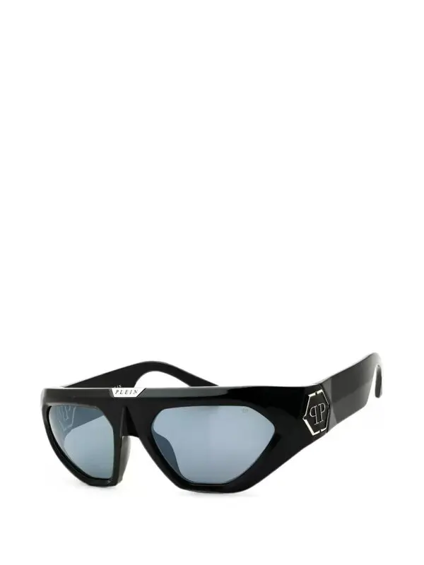 Philipp Plein Geometric-frame Logo-plaque Sunglasses - Black