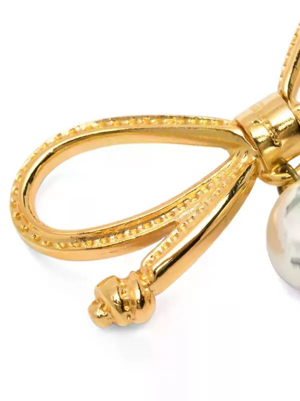 FERRAGAMO 1980s Bow Pearl Brooch - Gold