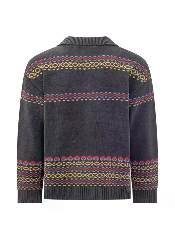 FOUND Isles Horse-intarsia Zip-up Cardigan