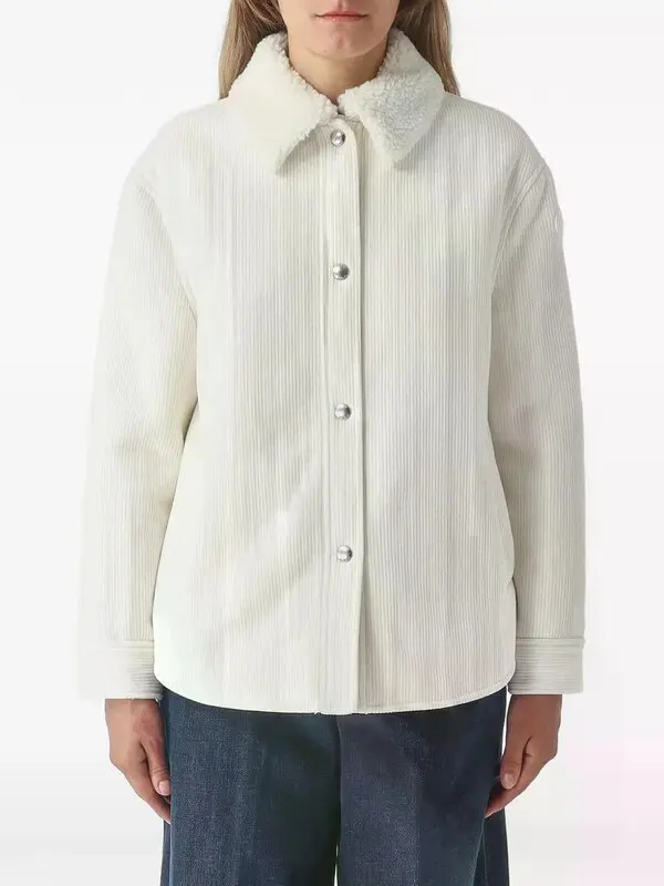 COLMAR Single-breasted Corduroy Coat - White