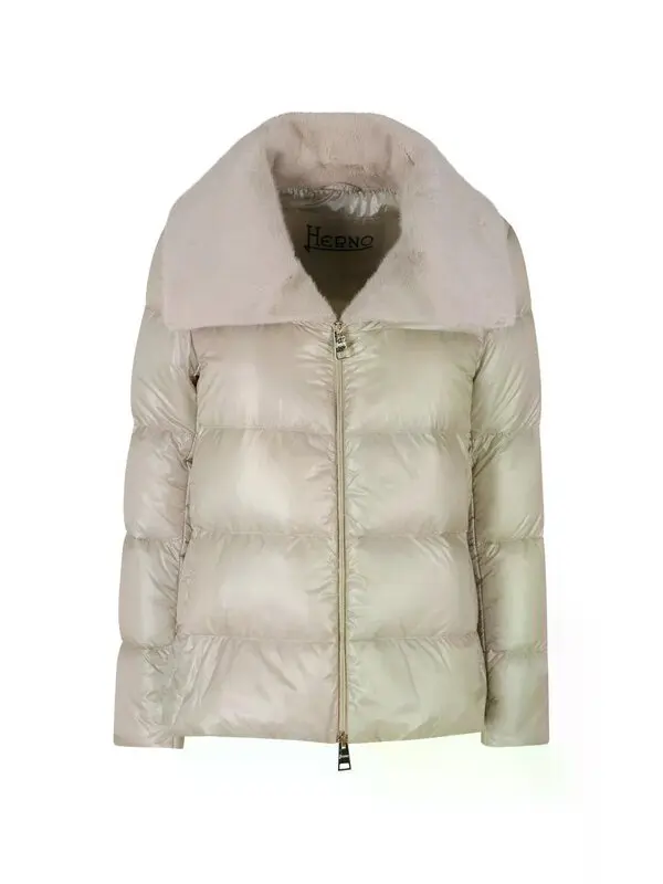 Herno Padded Jacket With Faux Fur Collar - Neutrals