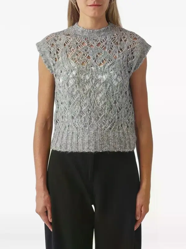 Max Mara Albero Pointelle-knit Vest - Grey
