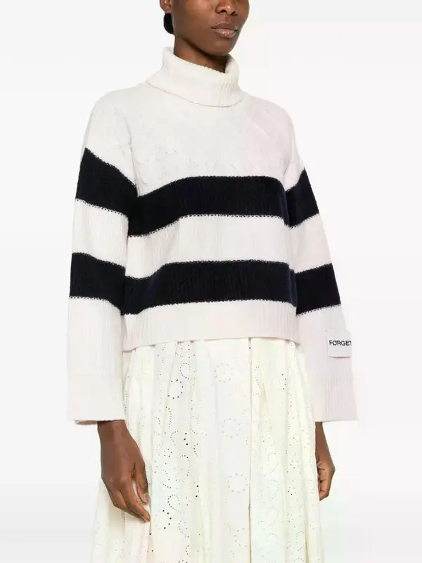 Erika Cavallini Cable-knit Striped Sweater