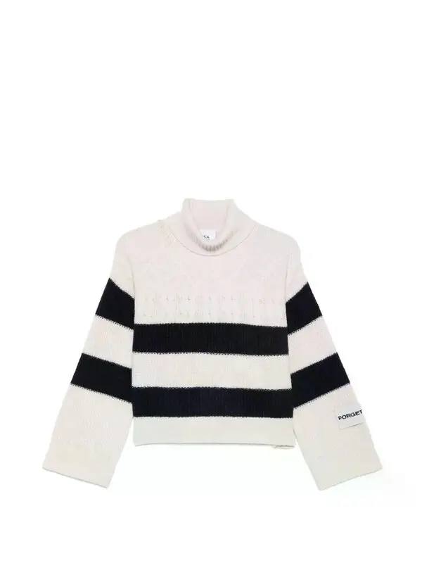 Erika Cavallini Cable-knit Striped High Neck Sweater - Neutrals