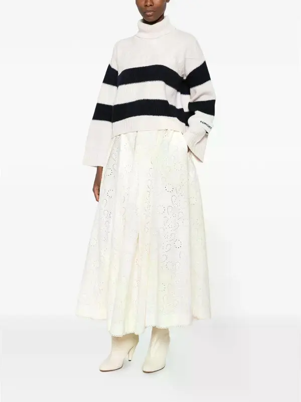 Erika Cavallini Cable-knit Striped High Neck Sweater - Neutrals