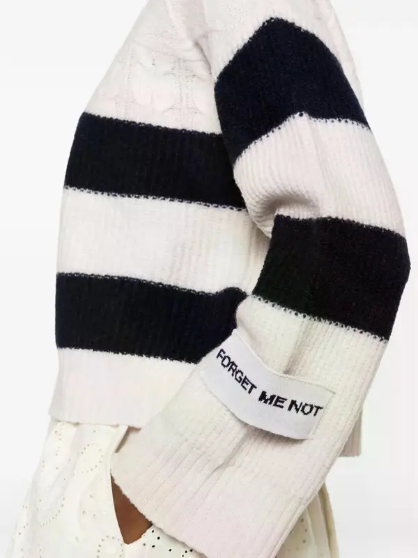 Erika Cavallini Cable-knit Striped High Neck Sweater - Neutrals