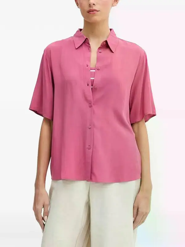 BENETTON Short-sleeve Button-down Shirt - Pink
