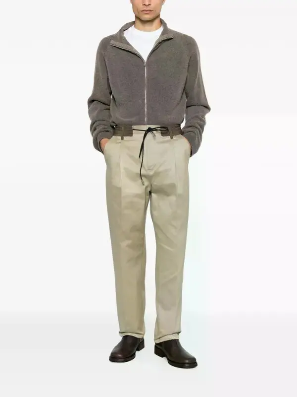 Sacai Pleated Drawstring Straight-leg Trousers - Neutrals