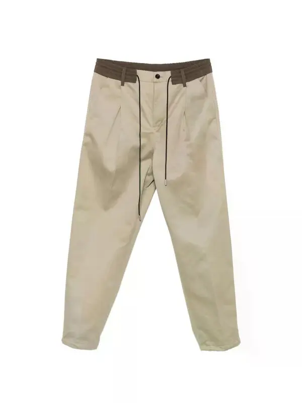 Sacai Pleated Drawstring Straight-leg Trousers - Neutrals