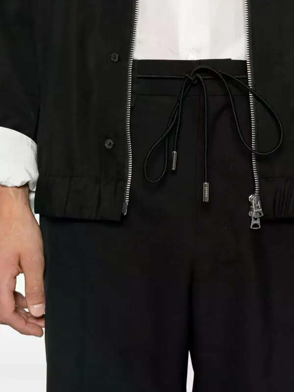 Sacai Drawstring Straight-leg Trousers - Black