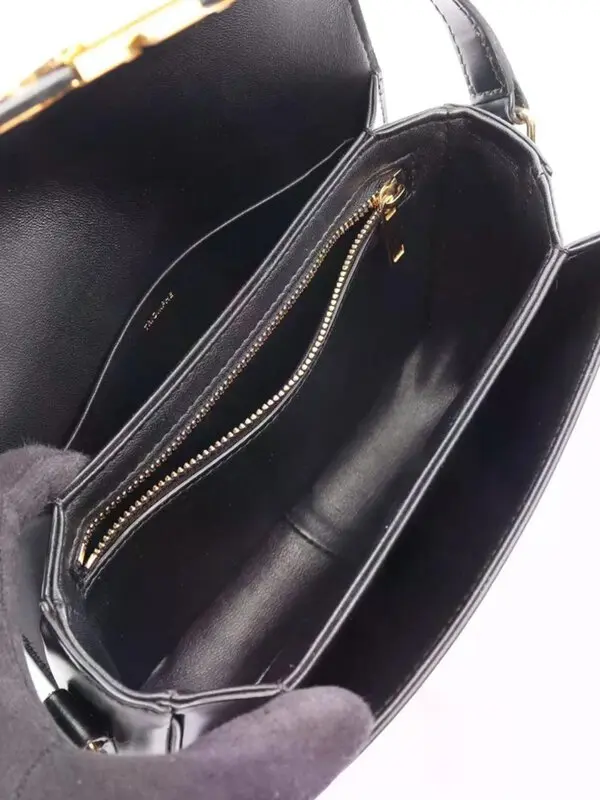Celine Shiny Calfskin Triomphe Crossbody Bag - Black