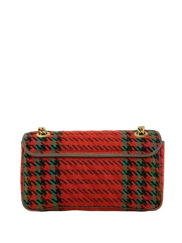 Gucci Gg Marmont Houndstooth Tweed Shoulder Bag