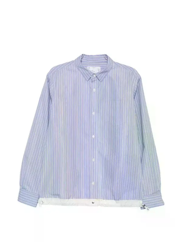 Sacai Striped Drawstring-hem Shirt - Blue